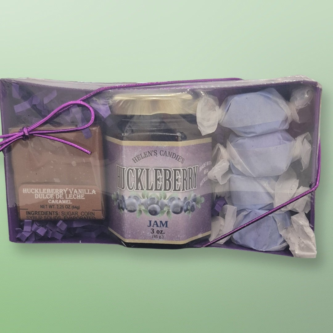 Huckleberry Jam, Taffy and Caramel Gift Pack 3oz | Klondike Gift Supply